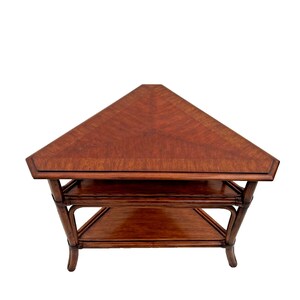Vintage Corner Table Two Shelves Bamboo Wicker Legs and Mahogany Top - Etsy