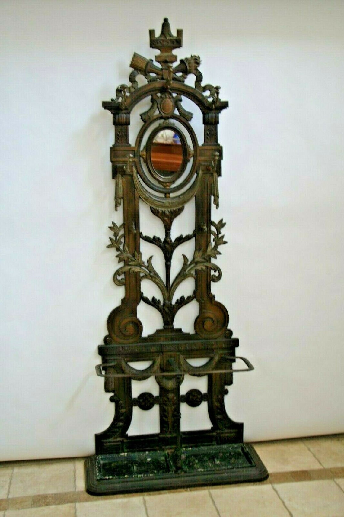 Antique Cast Iron Hall Tree Victorian Coat Rack Tilt Mirror | Etsy
