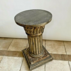 Vintage Roman Style Column Bust Plant Stand Pedestal Real Carved Solid ...