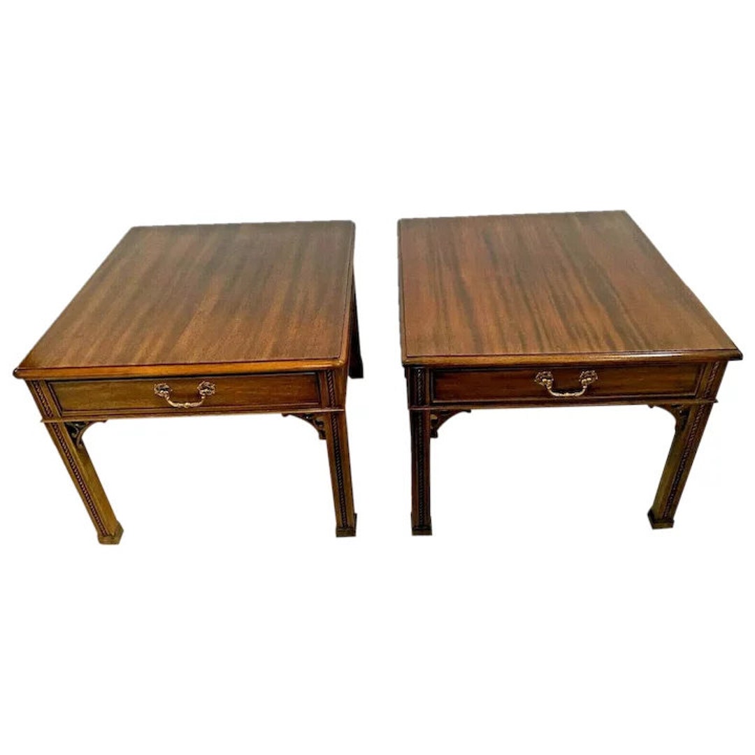 Vintage Pair of Henredon Side Tables Nightstands Single Drawer Matching ...