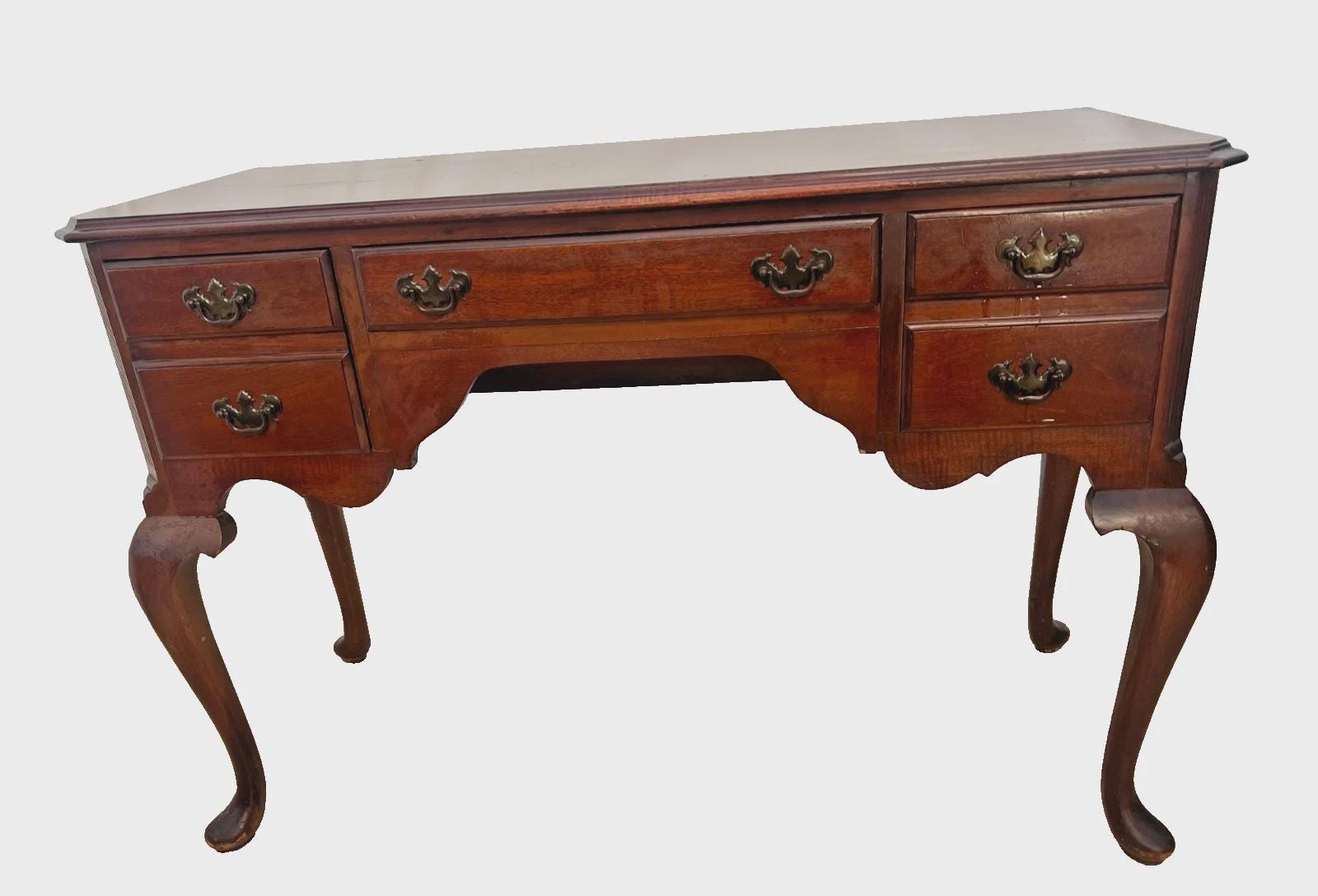 Vintage Desk Vanity, Chippendale Style, Three Dovetail Drawers, Solid ...