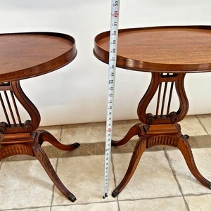 Mersman Lyre Side Tables Set of Two Oval Top Violin Pedestal Base Real ...