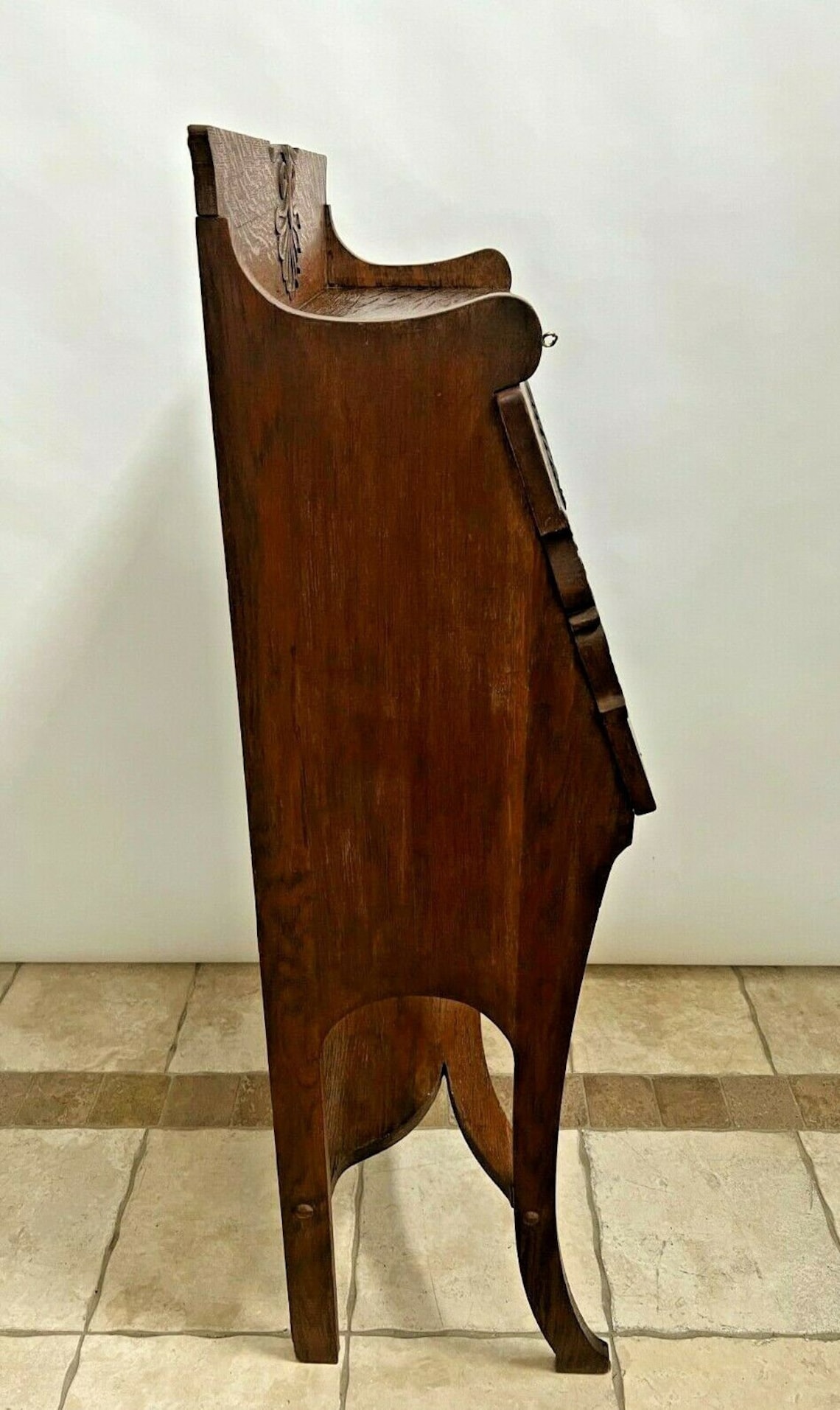 Antique Secretary Desk Solid Oak Locking Door With Key Bottom | Etsy