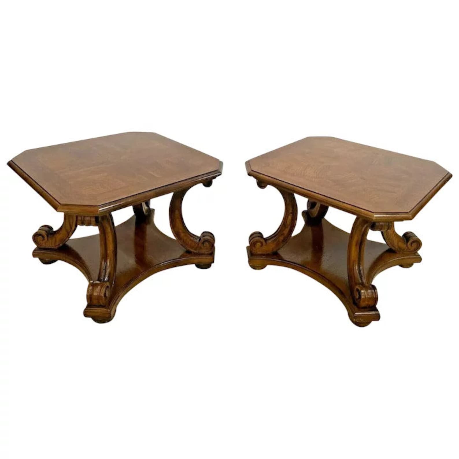 Retro Pair of Henredon Two Tier Side Tables Walnut Nightstands Matching ...