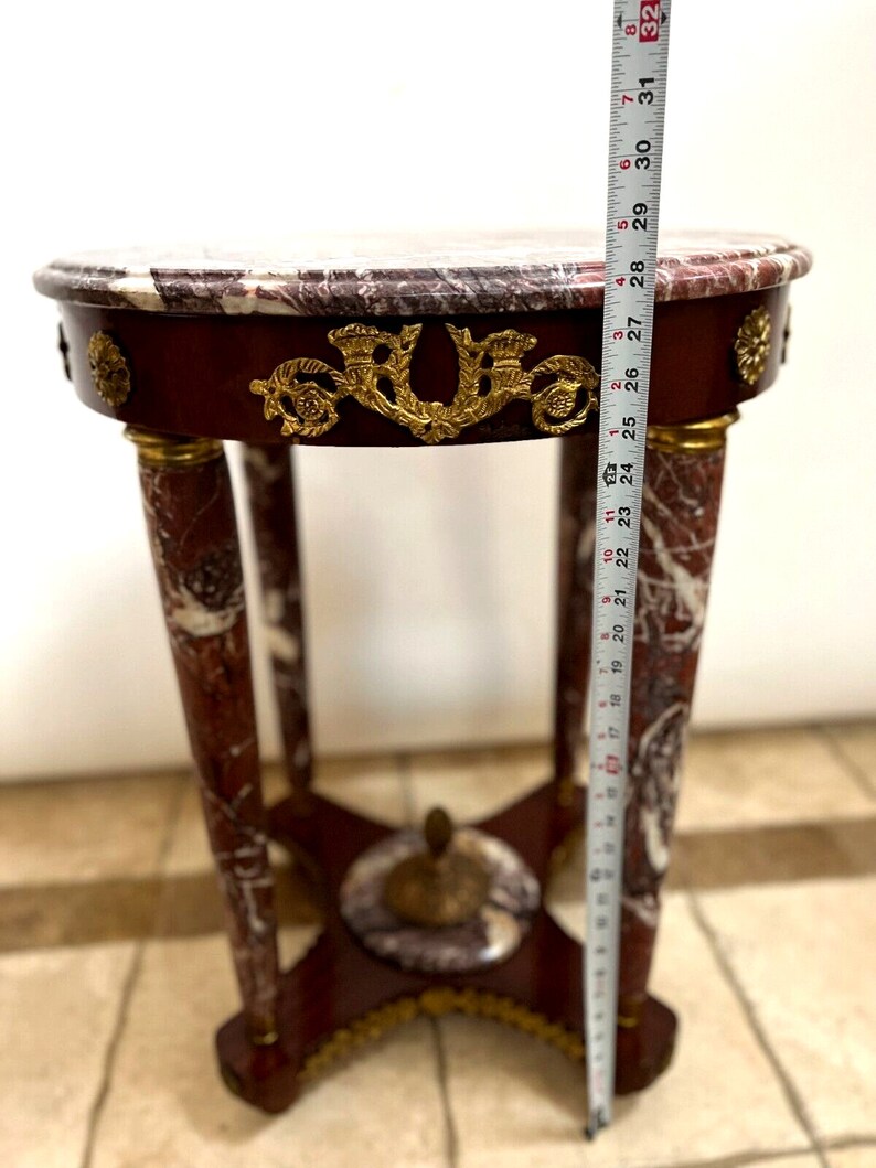 Antique French Round Table Entry Stand Marble Top Column Legs - Etsy
