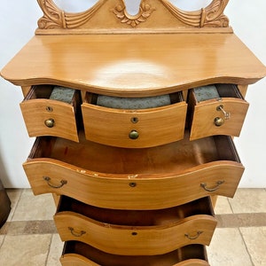 Antique Dresser Tallboy With Mirror Seven Drawers One Locking Top ...