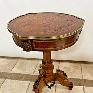 Antique Drum Table Entry Stand Round Pedestal Tri Legs Brass Ormolu ...