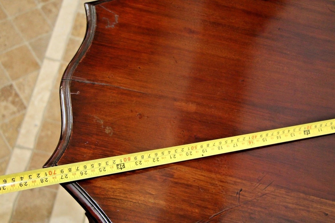 Antique Mahogany Scallop Top Wood Table With Bottom Shelf - Etsy