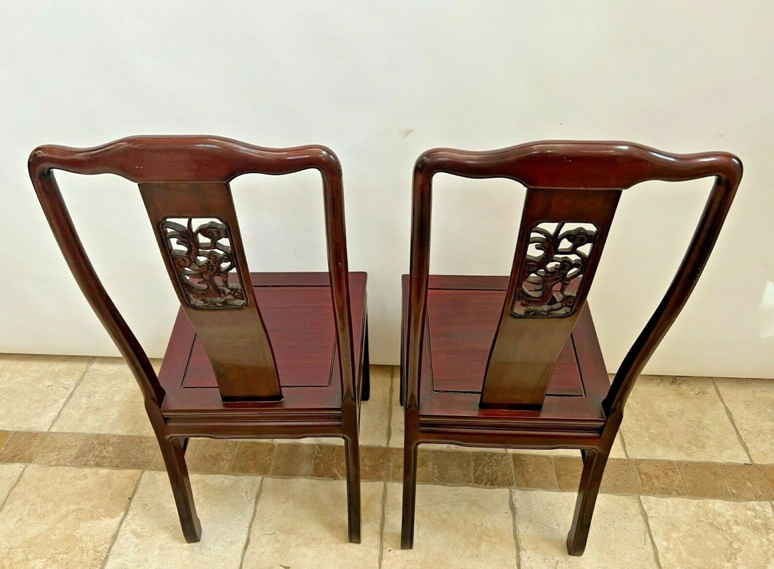 Vintage Side Chairs Asian Theme Dragon Carved Back Solid - Etsy