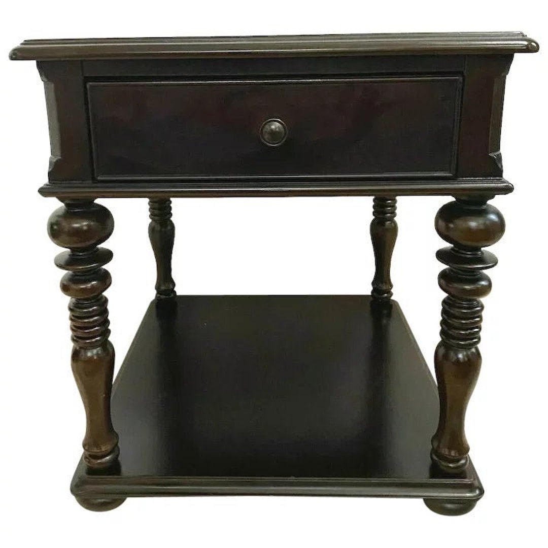 Vintage Universal Furniture Side Table Top Drawer Bottom Shelf Two Tier ...