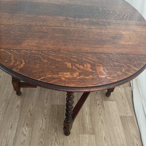 Antique Oval Barley Twist Gate Leg Kitchen Table Drop Side Leaf Tiger ...