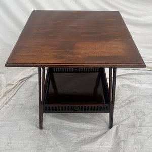 Antique Victorian Square Table Bottom Shelf Two Tier Solid Mahogany ...