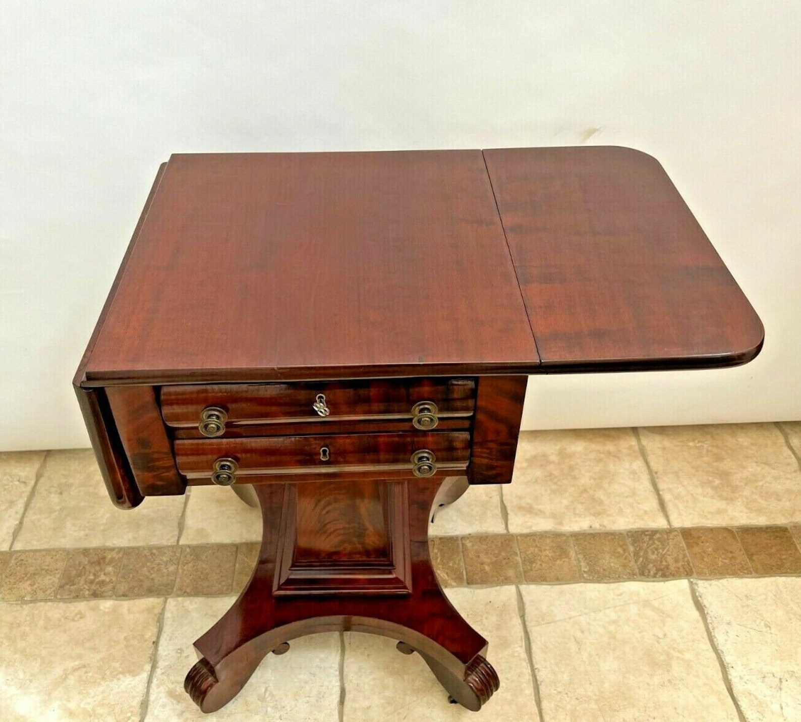 Antique American Empire Side Table Locking Top Drawer With - Etsy