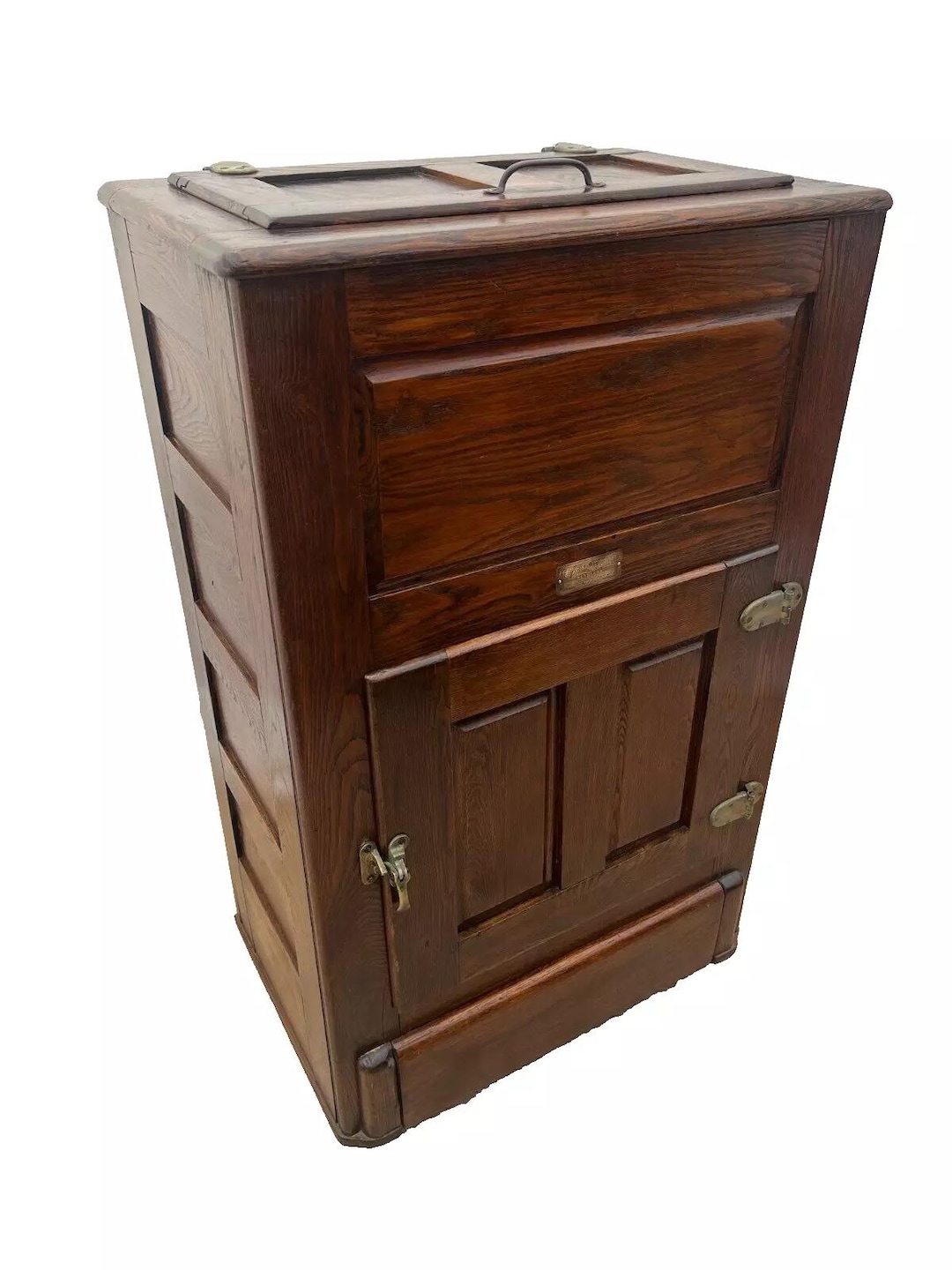 Antique Glacier Turquoise Ice Box Top and Bottom Storage Two Doors ...