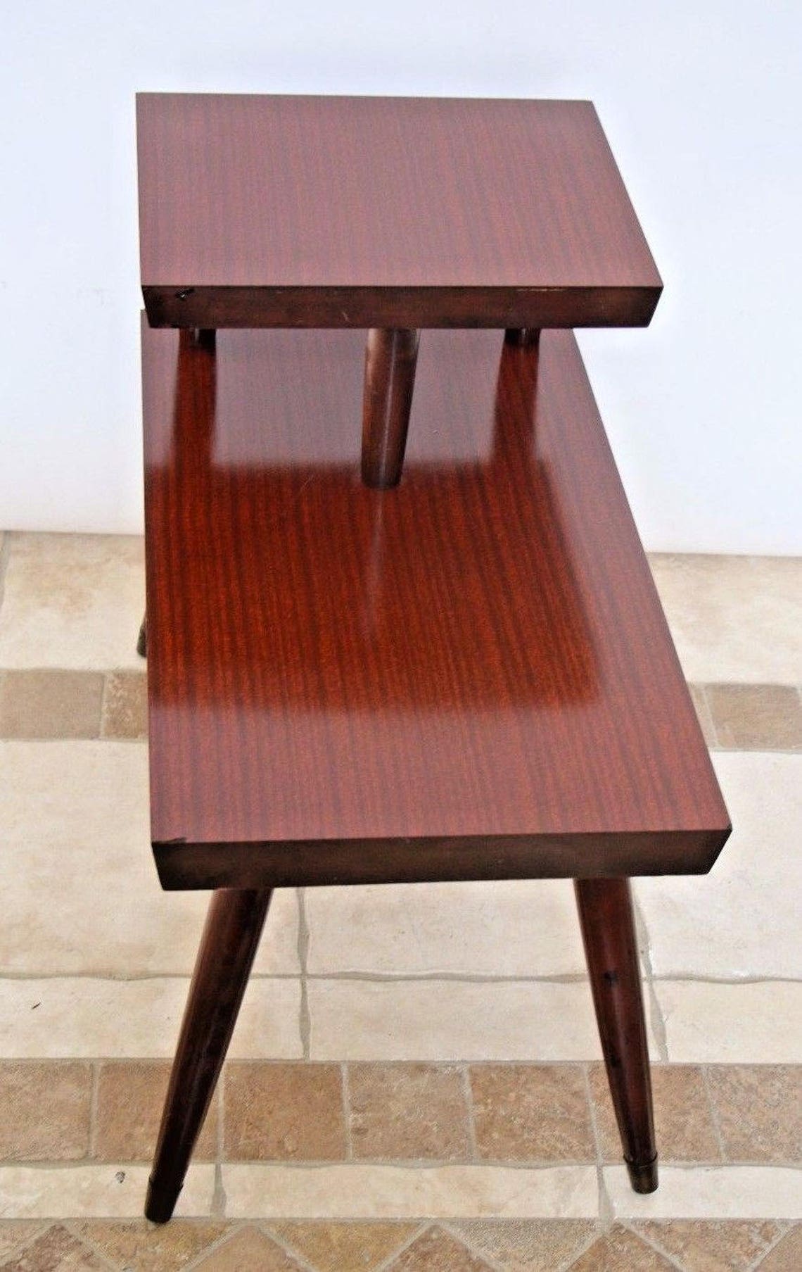 Atomic Era Mid Century Modern Brass Mahogany End Table Two - Etsy