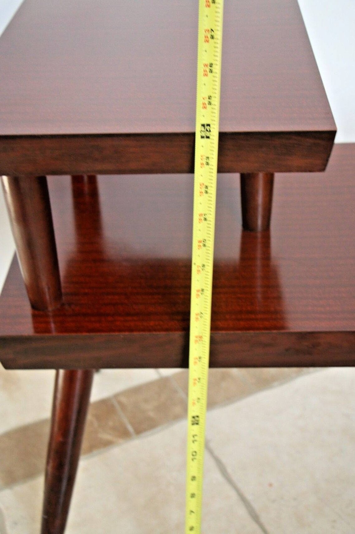 Atomic Era Mid Century Modern Brass Mahogany End Table Two - Etsy