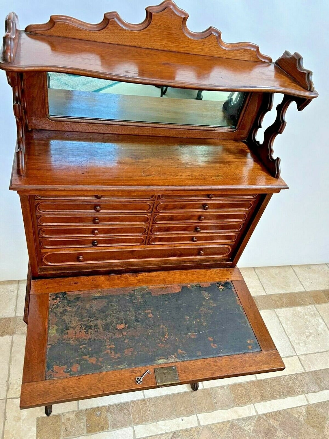 Victorian Artists Secretary Desk Organizer Mirror Top Shelves - Etsy