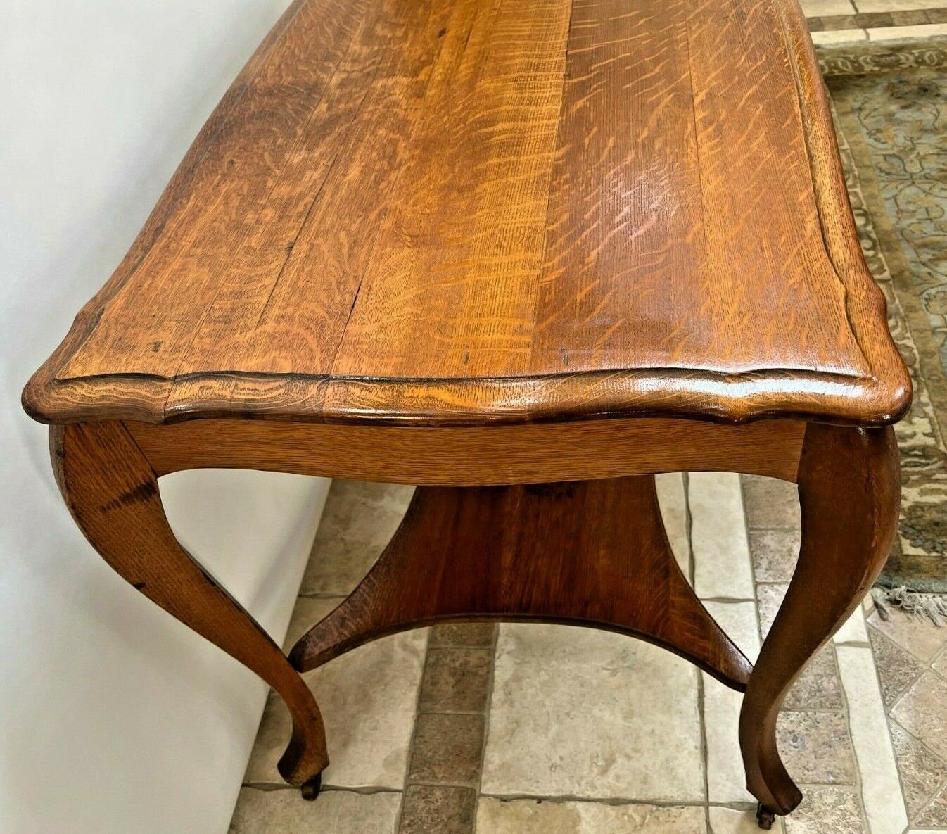 Antique Desk Library Table by Wolverine Mfg One Drawer Bottom Shelf ...