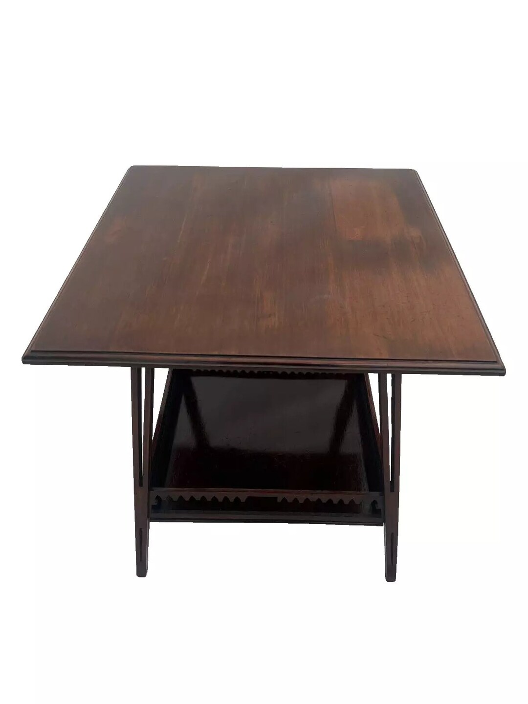 Antique Victorian Square Table Bottom Shelf Two Tier Solid Mahogany ...