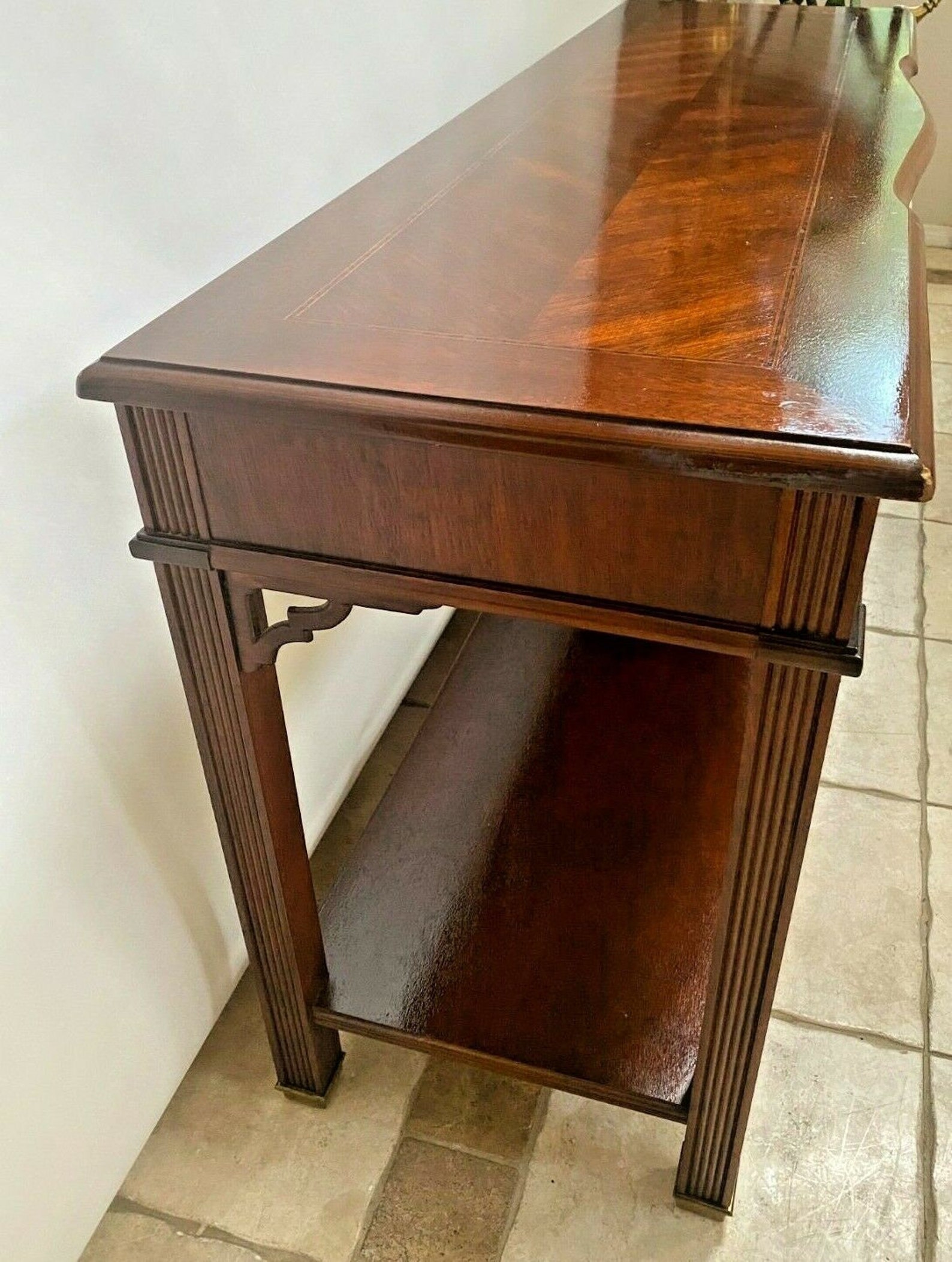 Vintage Bassett Sofa Console Table Drawer Bottom Shelf Chinese - Etsy