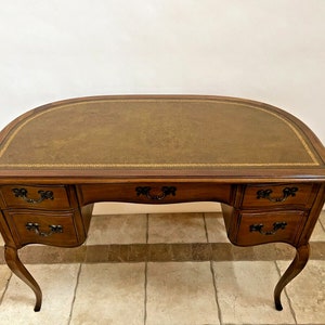 Desk by Sligh Lowry Furniture French Style Five Drawers Walnut Embossed ...