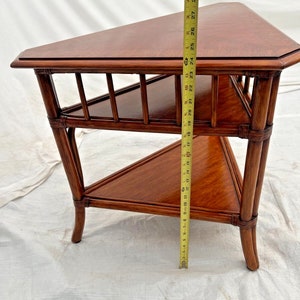 Vintage Corner Table Two Shelves Bamboo Wicker Legs and Mahogany Top - Etsy