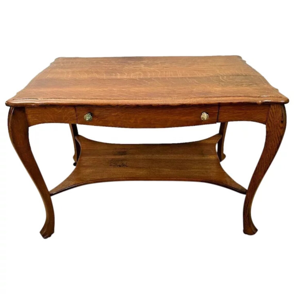 Antique Desk Library Table by Wolverine Mfg One Drawer Bottom Shelf ...