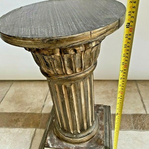 Vintage Roman Style Column Bust Plant Stand Pedestal Real Carved Solid ...