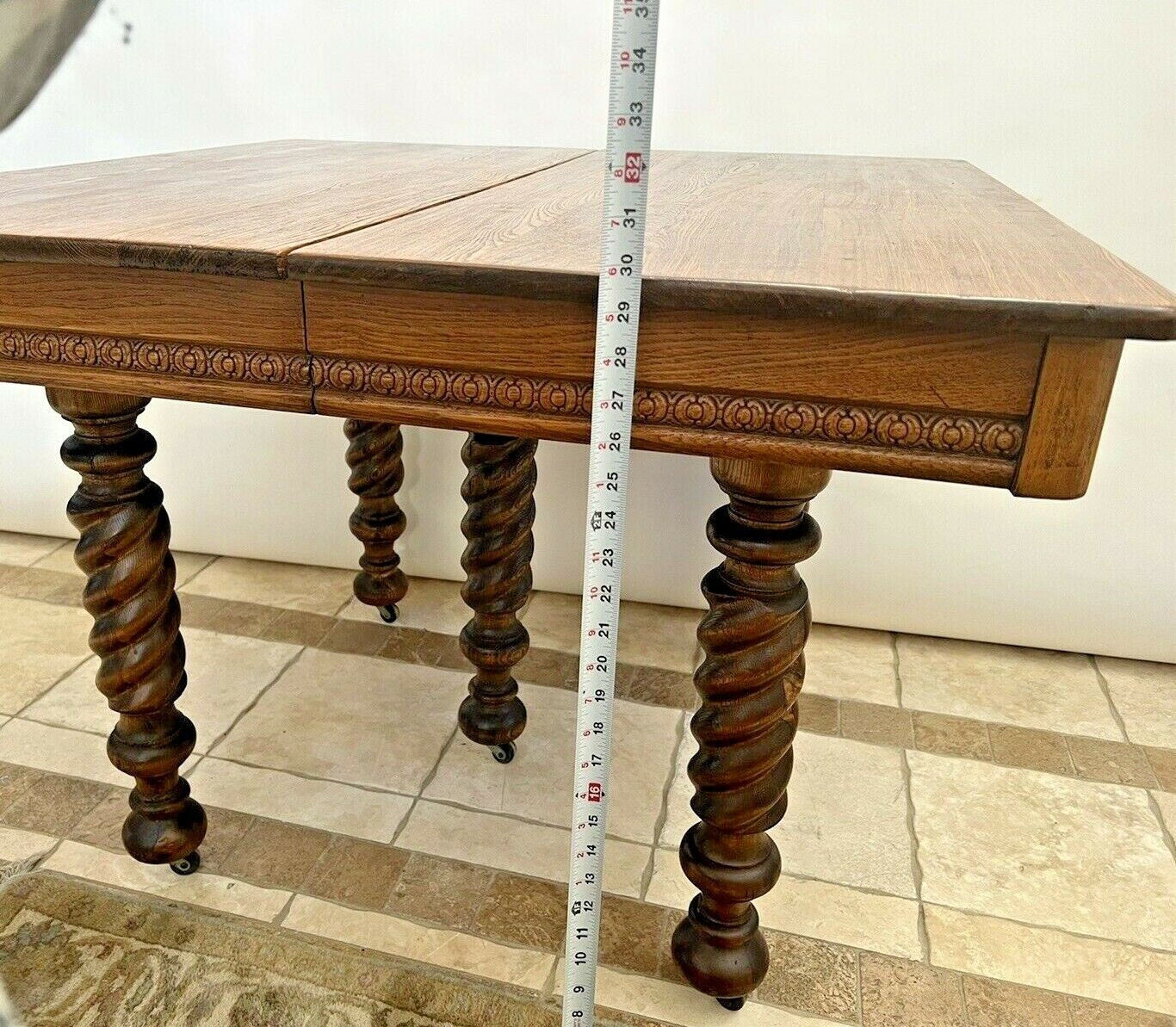 Antique Square Kitchen Table Barley Twist Rare Five Legs on | Etsy