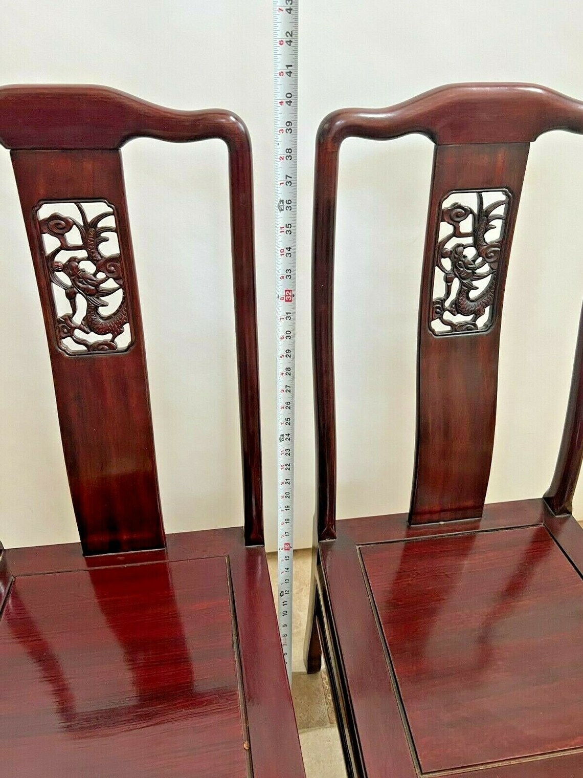 Vintage Side Chairs Asian Theme Dragon Carved Back Solid - Etsy