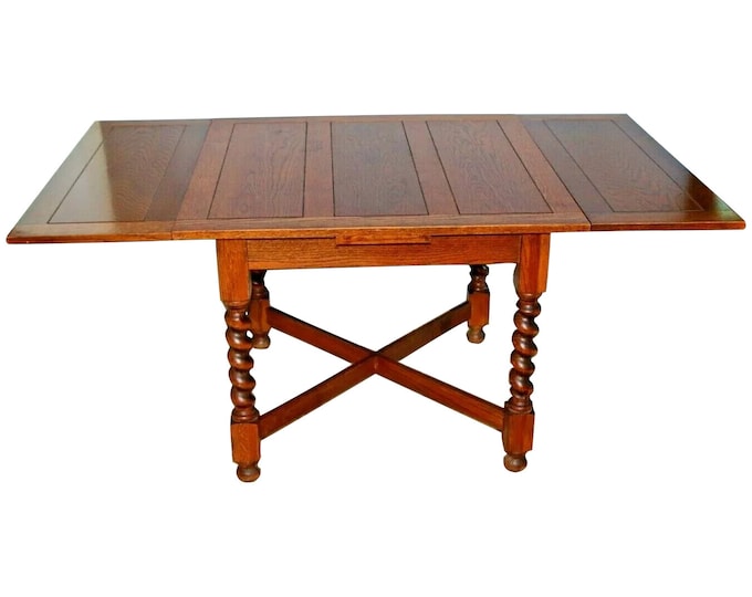 Vintage Dutch Oak Refectory Table With Large Barley Twist Legs Pull Out ...