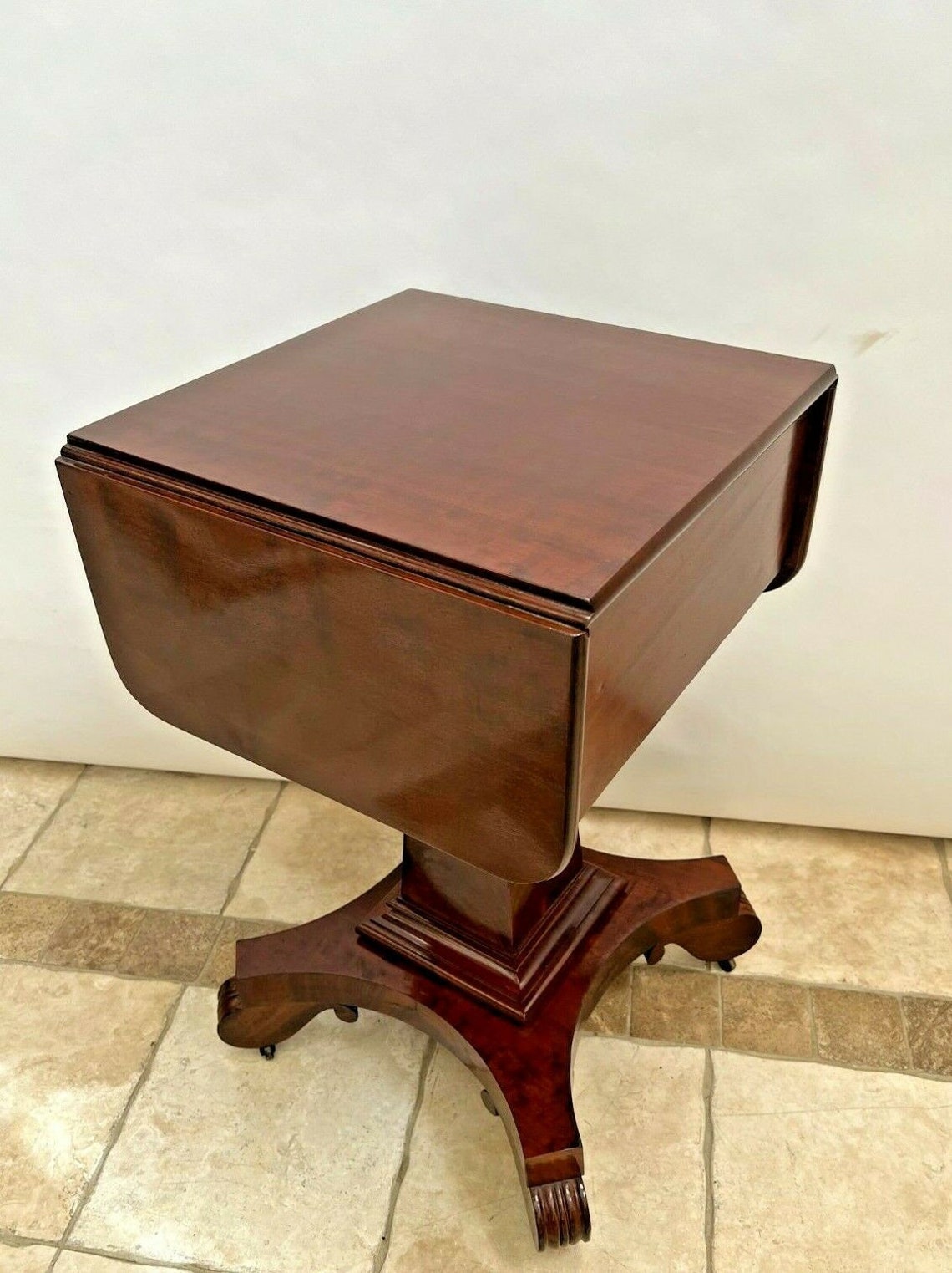 Antique American Empire Side Table Locking Top Drawer With - Etsy