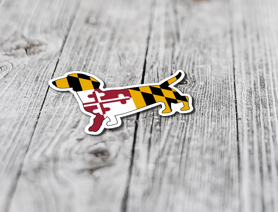 Maryland Flag Weiner Dog Dachshund Vinyl Sticker - Etsy