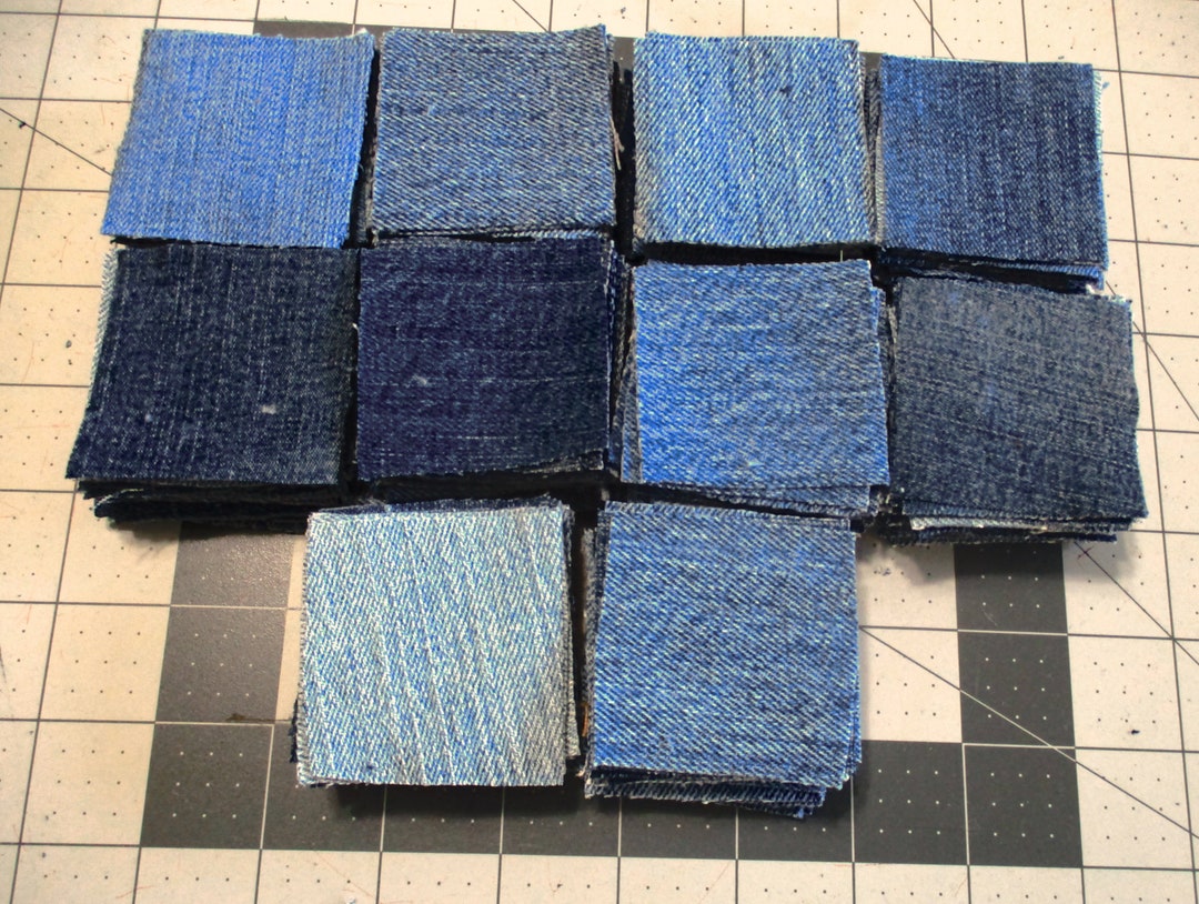 200 Denim Fabric Squares: 2" Upcycled Vintage Cotton for Crafts - Etsy