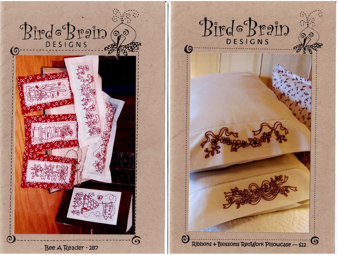 Bird and Brain Designs Redwork Embroidery Patterns: Bee a Reader ...