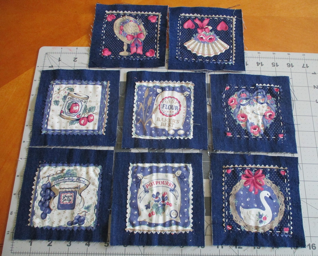 Slow Stitch Denim Junk Journal Patch: Vintage Fabric, Handmade - Etsy