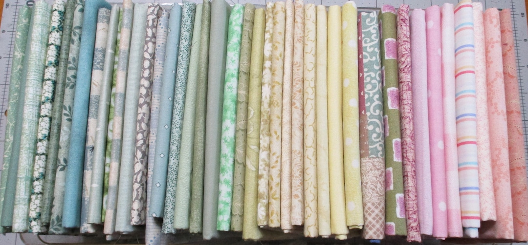 40 Fat Quarters in Pastel Color Pink Green Yellow Ecru Beige - Etsy