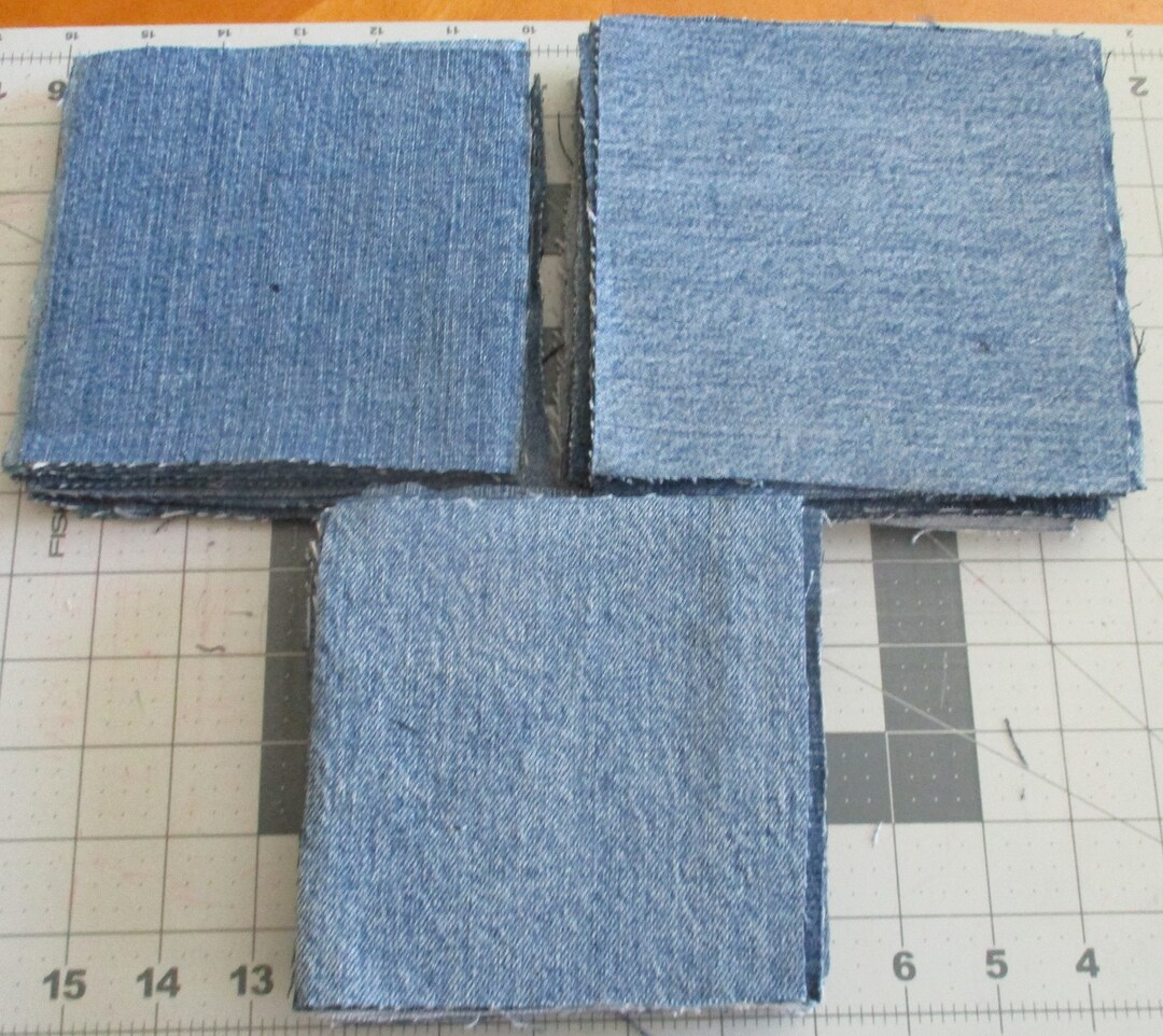 73 Denim Mix Sizes Squares Jeans Rag Quilt Blocks Scraps Handbag Making ...