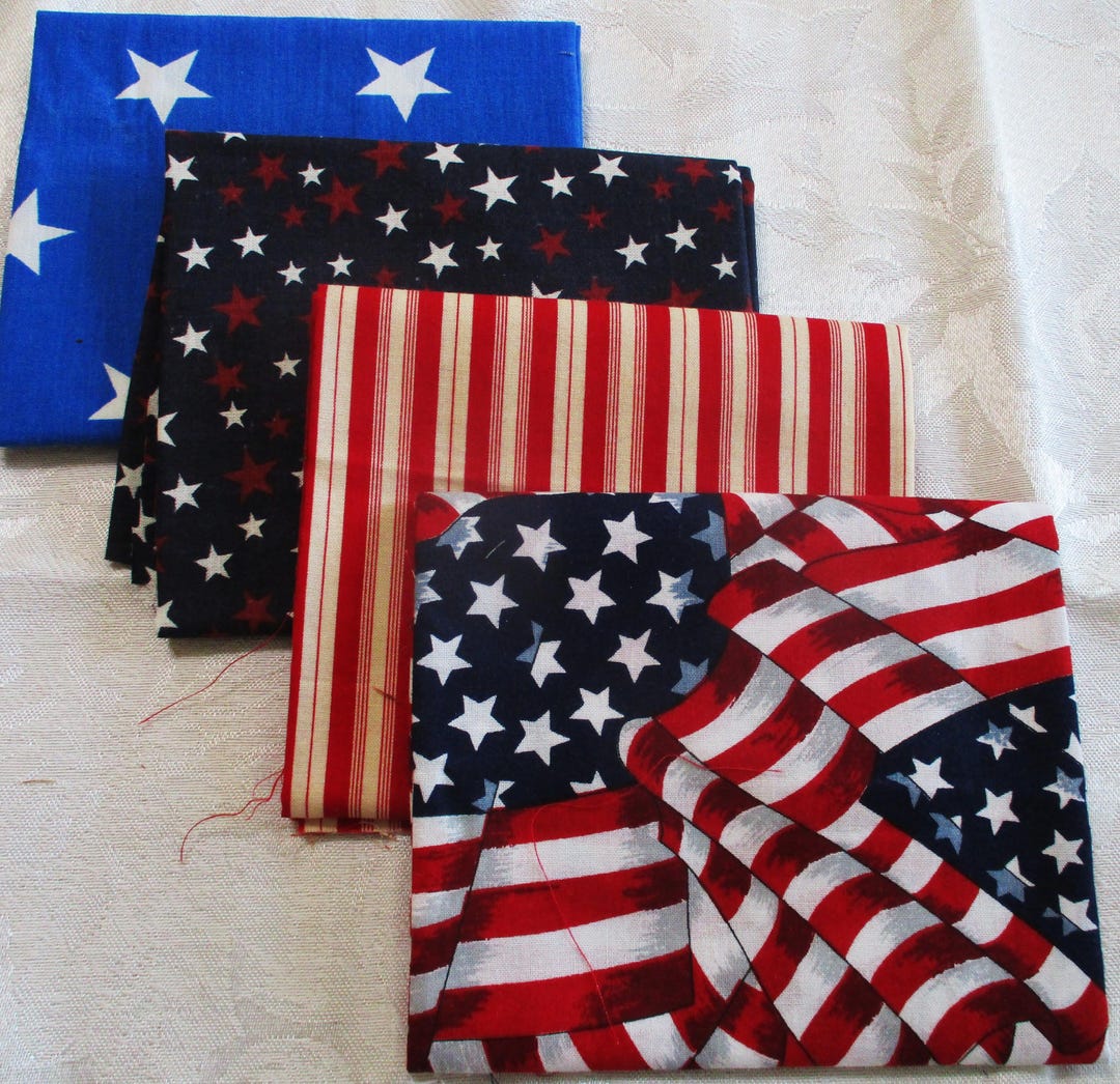 Americana Fat Quarter Fabric Bundle: Red, Blue Cotton Quilting (lot ...