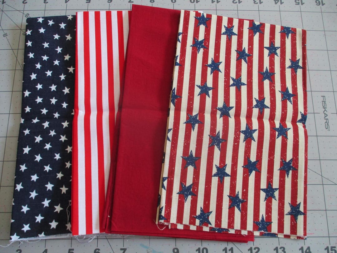 Americana Fabric Fat Quarters: Red, Blue Cotton Quilting (lot B1) - Etsy
