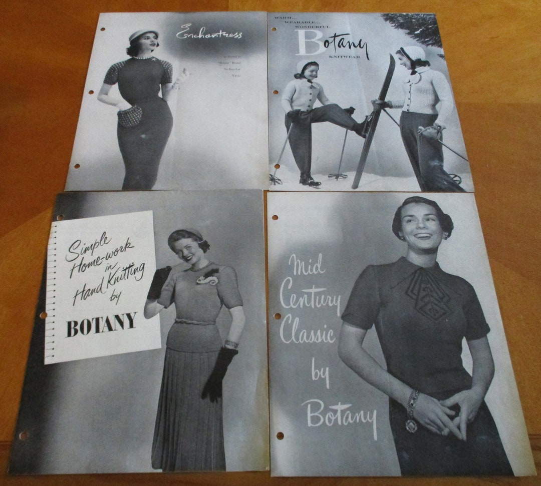 Botany Lot of 4 Leaflet Knitting Patterns Vintage 1950s Enchantress ...
