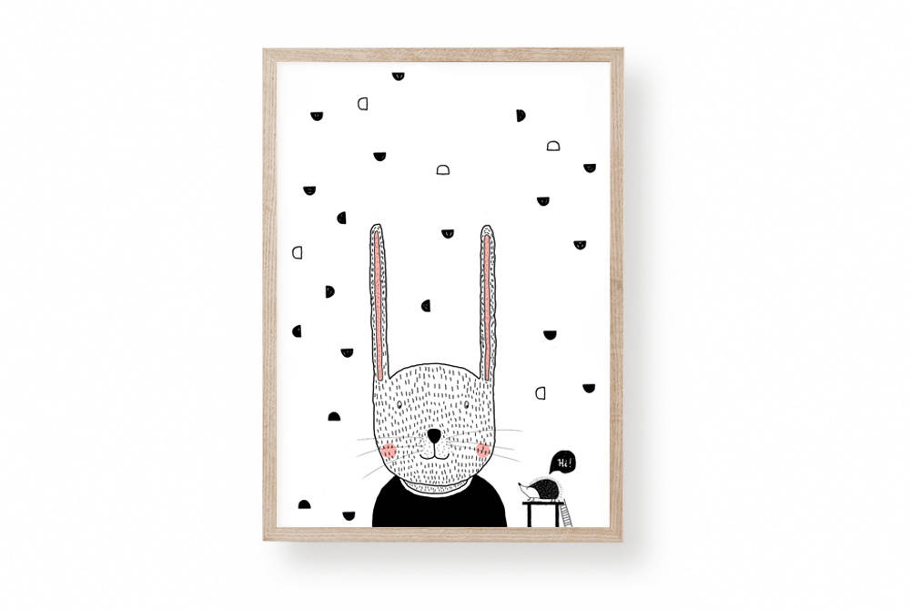 Printable Nursery Art, Hi Rabbit, Kids Room Art, Scandinavian Art Print ...
