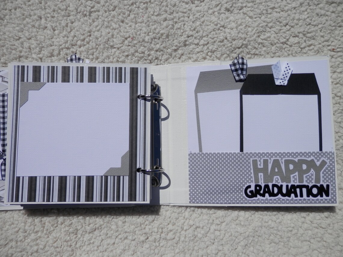 6x6 White Black Graduation Scrapbook Album With Cap & Tassel - Etsy