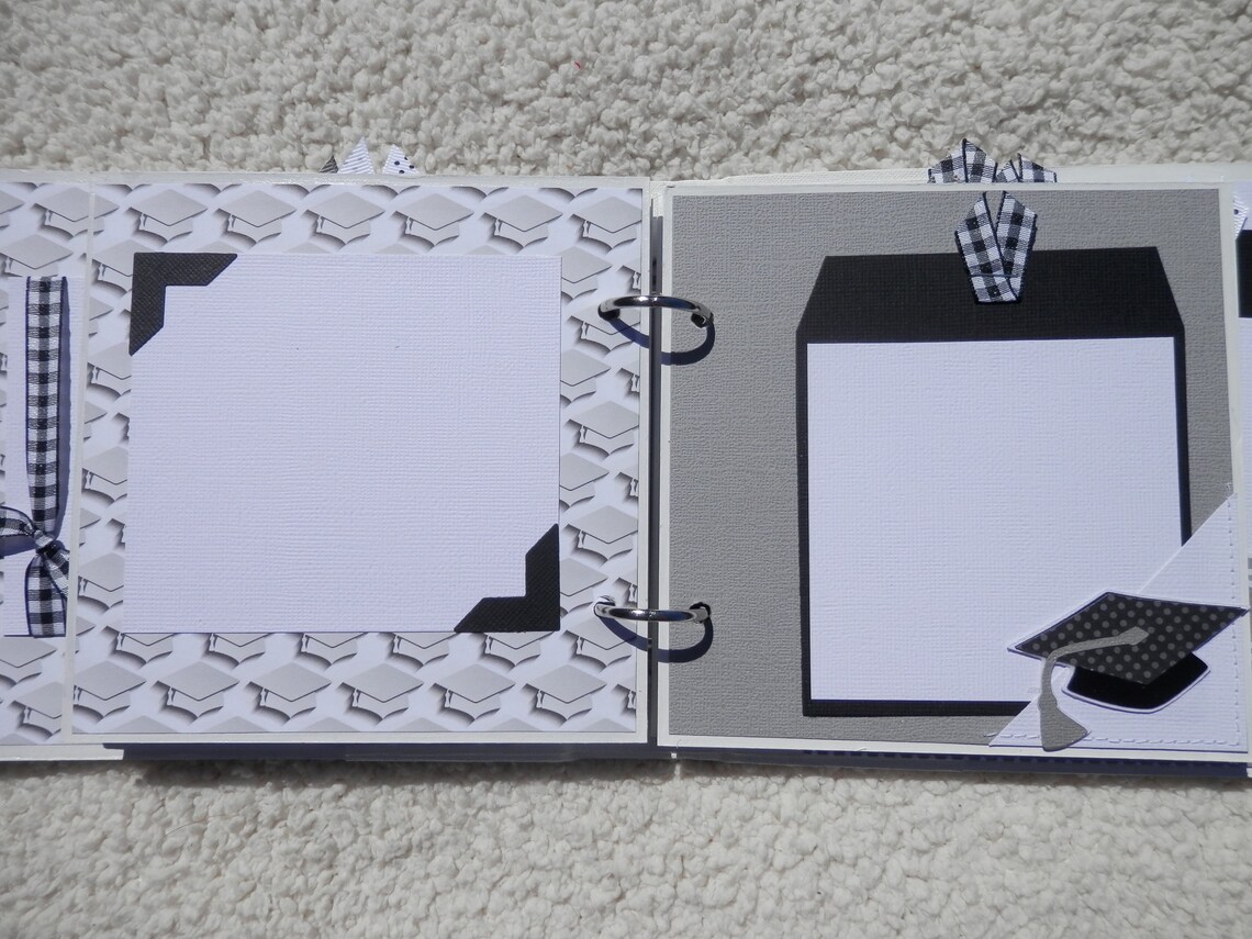 6x6 White Black Graduation Scrapbook Album With Cap & Tassel - Etsy