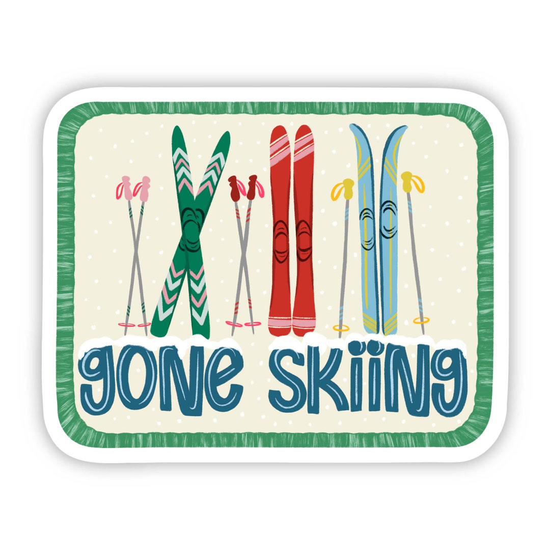 Gone Skiing Sticker, Winter Ski Sticker, Winter Sport Sticker, Ski ...