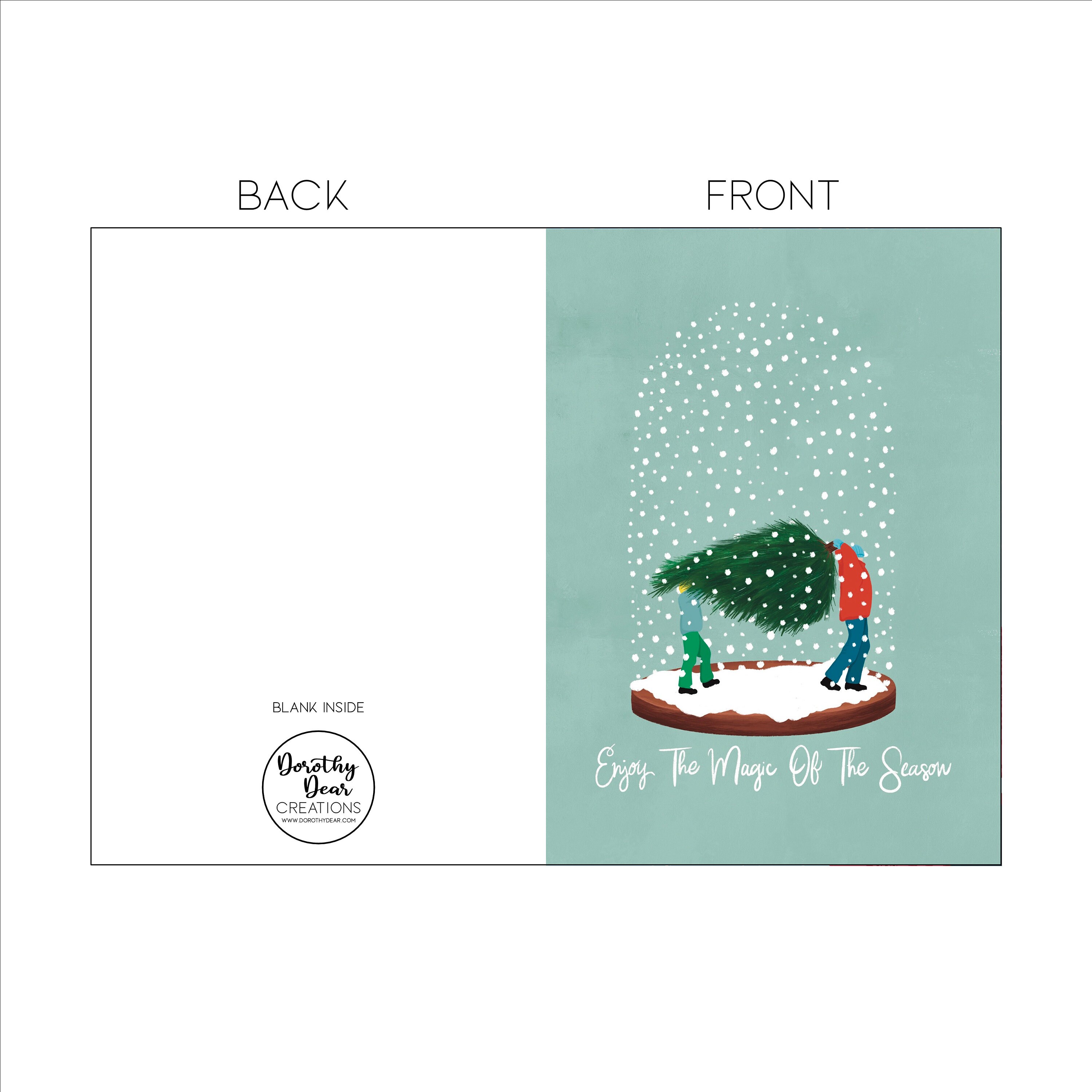 Magic Snow Globe Christmas Card, Holiday Card, Colorful Christmas Card ...