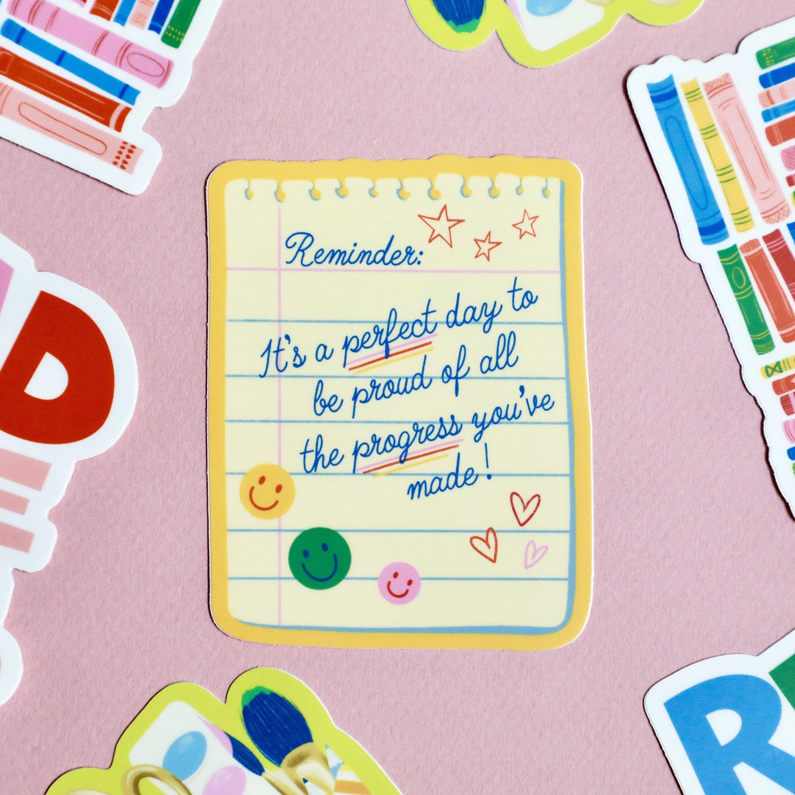 Motivational Progress Sticker, Be Proud of Your Progress, Cute Reminder ...