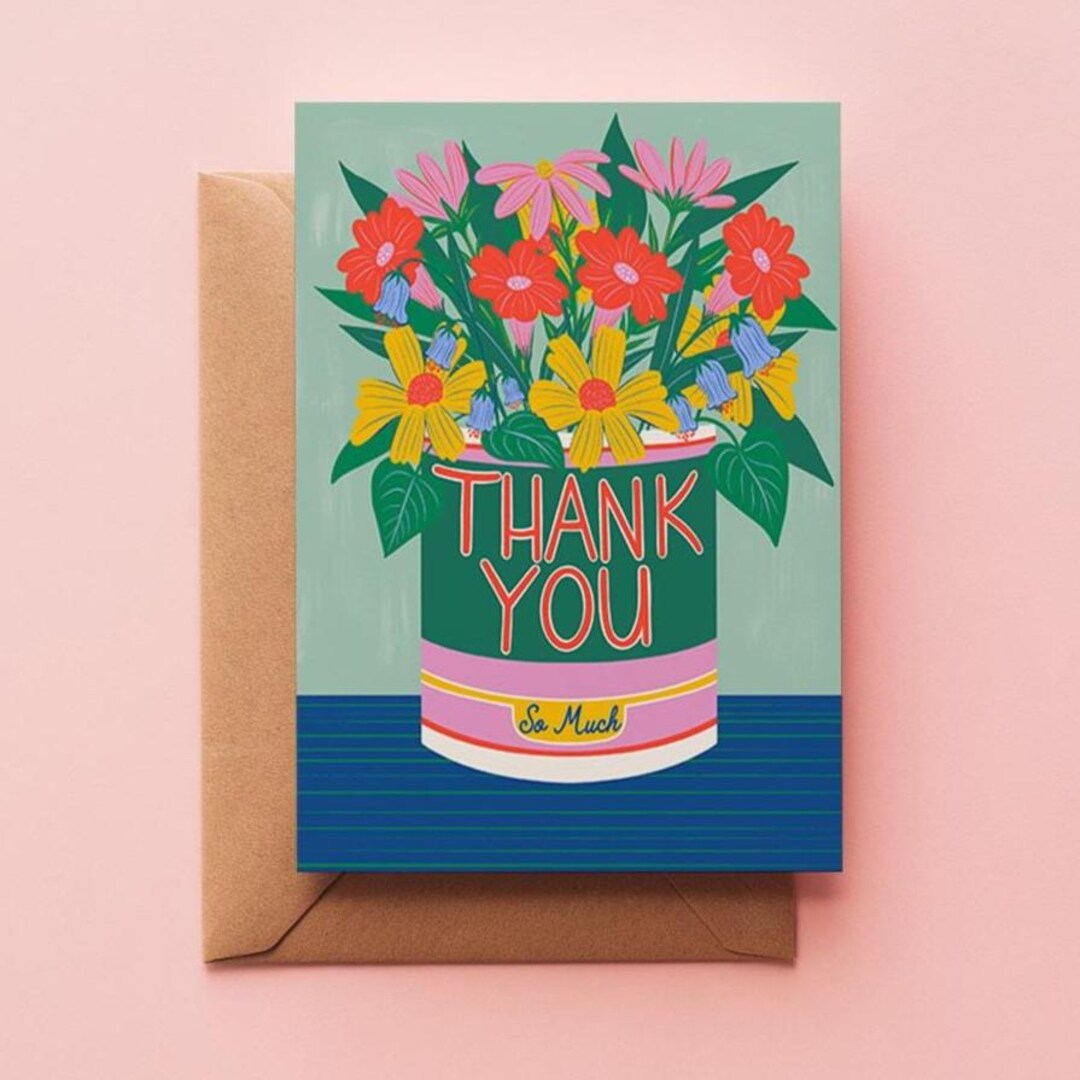 Thank You so Much Card – Colorful Flower Thank You Greeting Card ...
