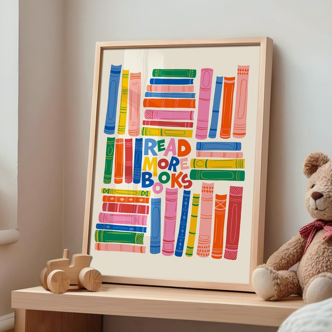 Read More Books Wall Art Print, Book Art, Nursery Room Reading Art ...