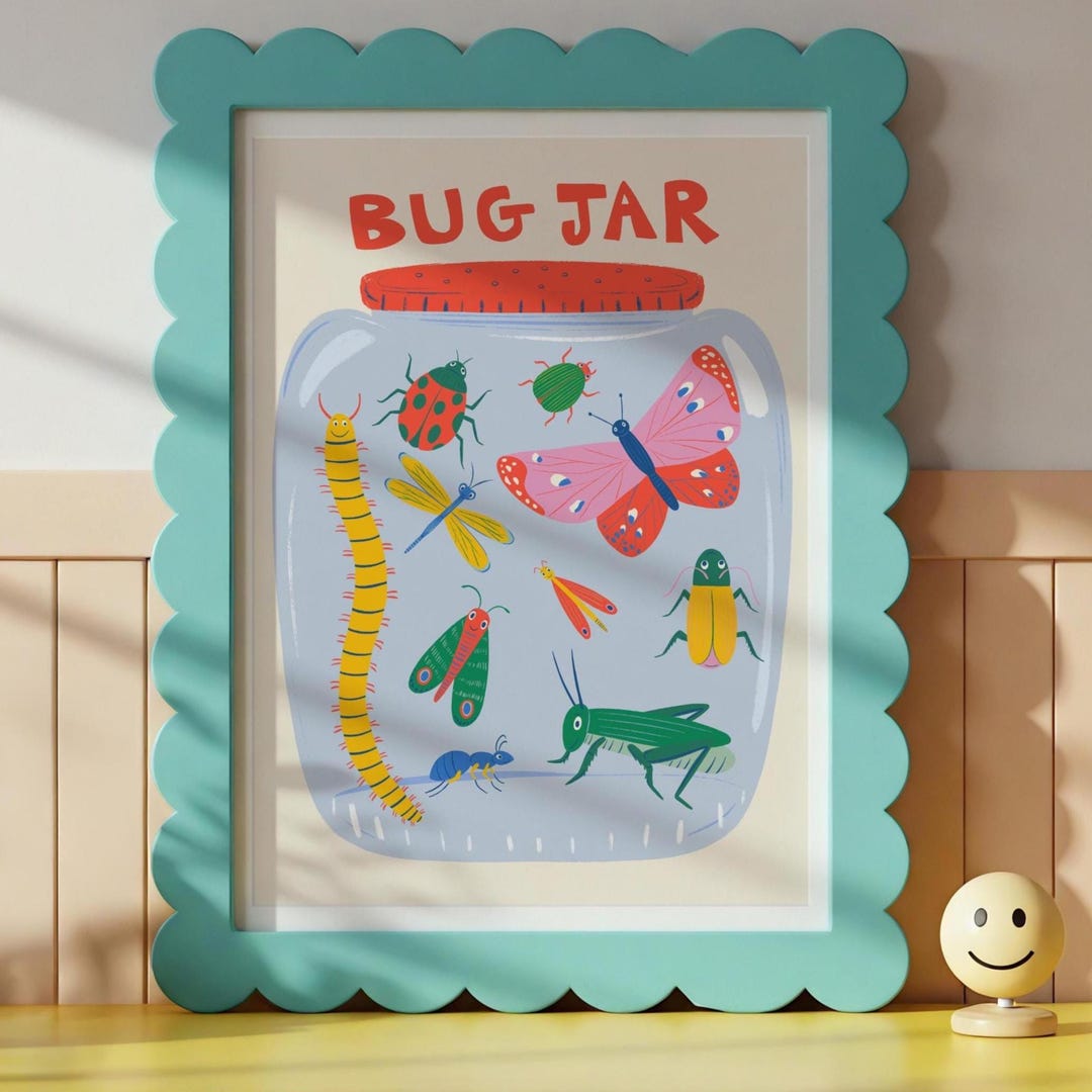 Bug Jar Insect Art Print for Kids – Colorful Playroom Wall Art, Nature ...